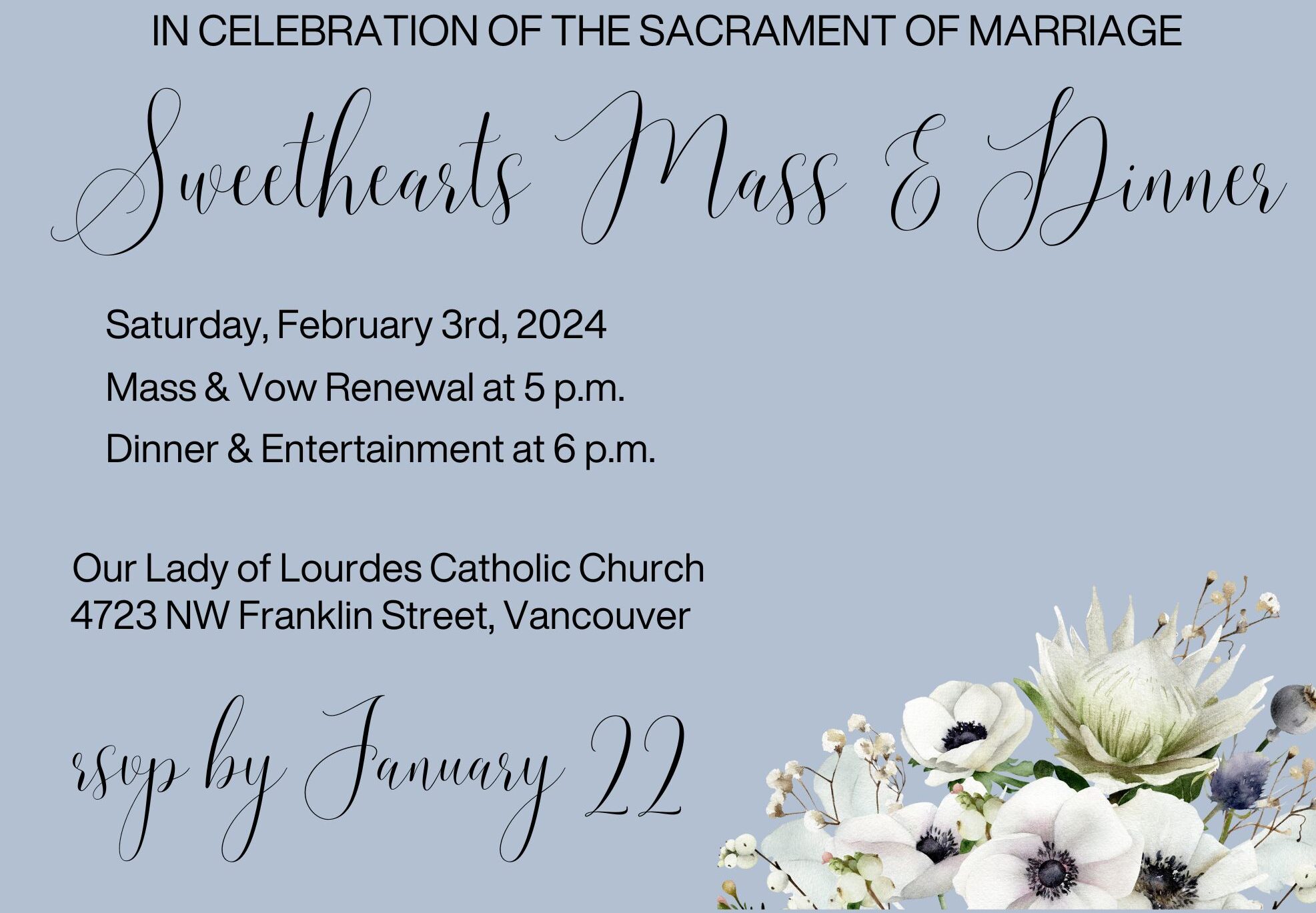 2024 Sweethearts Mass And Dinner Our Lady Of Lourdes